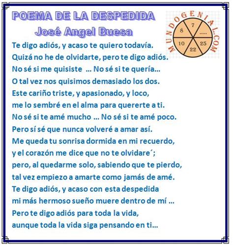 POEMA DE LA DESPEDIDA José Angel Buesa Mundo Genial de la Matemática