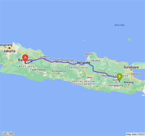 Ini Jarak Dan Durasi Perjalanan Dari Kota Bandung Ke Kab Kediri Navi Id