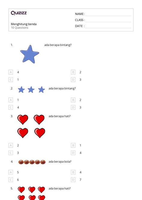Lembar Kerja Penambahan Dan Menghitung Untuk Kelas Di Quizizz
