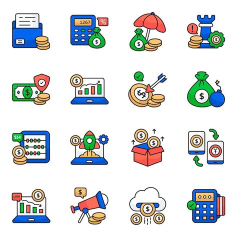 Set Of Finance Flat Icons 42387517 Vector Art At Vecteezy