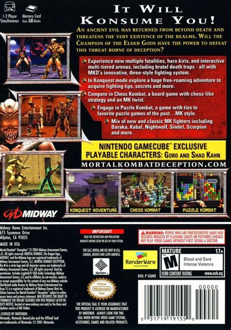 Mortal Kombat Deception Box Shot For GameCube GameFAQs