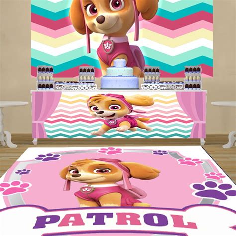 Painel Saia Tapete Tema Patrulha Canina Skye Elo7
