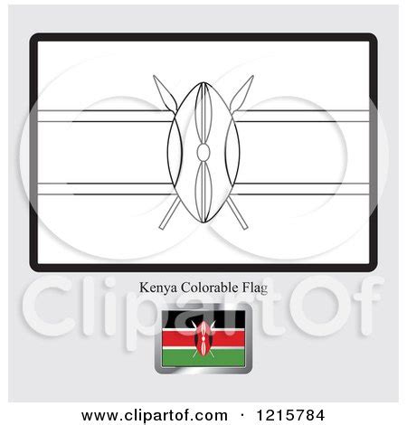Clipart Of A Coloring Page And Sample For A Kenya Flag Royalty Free