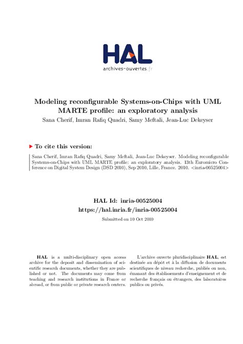 pdf modeling reconfigurable systems on chips with uml marte profile an exploratory analysis