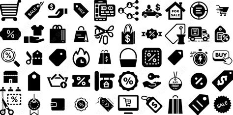 Massive Collection Of Sale Icons Bundle Linear Drawing Pictogram Set Shopping Sweet