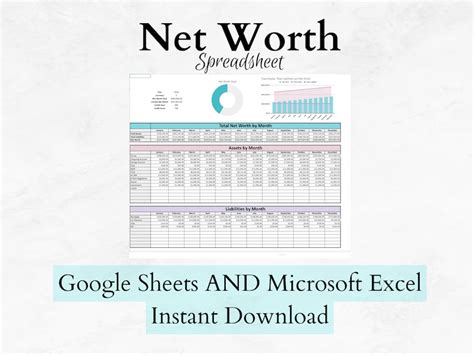 Net Worth Tracker Spreadsheet Template For Google Sheets AND Microsoft