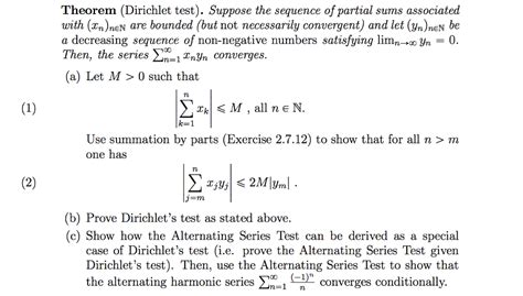 solved suppose the sequence of partial sums associated with