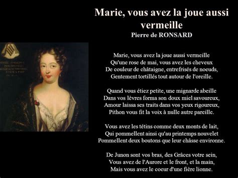 Poème de Pierre de Ronsard 1524 1585 Mots d amour Ronsard Poeme