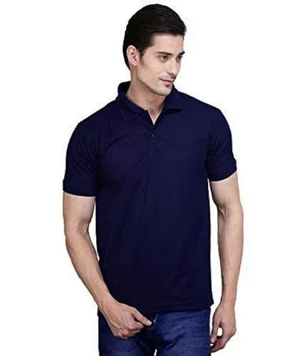 Plain Cotton Navy Blue Polo Neck Collar T Shirt At Rs 239 Piece In