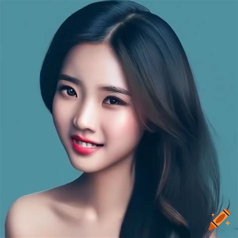 Portrait Of A Beautiful Young Asian Woman With A Shy Smile On Craiyon
