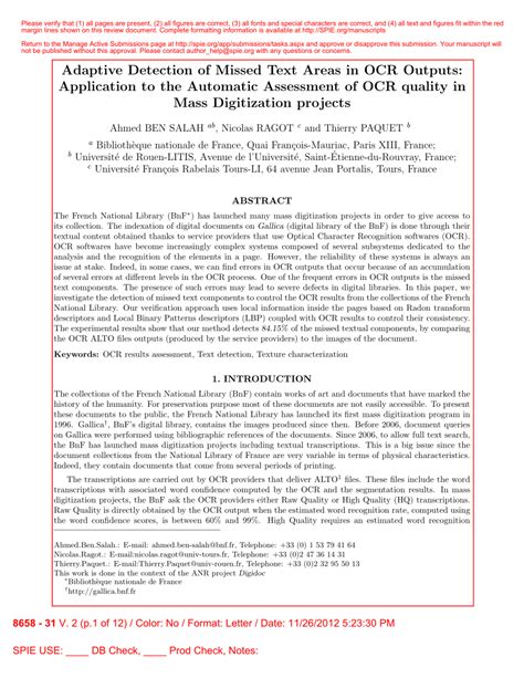 pdf adaptive detection of missed text areas in ocr outputs application to the automatic