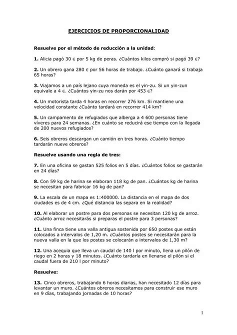 PDF Ejercicios De Proporcionalidad PDF File2 14 En Una Cadena De