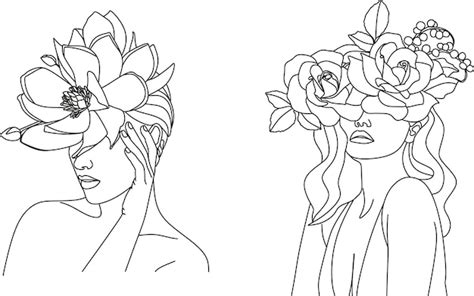 Premium Vector Woman Face With Flowers Line Art Elegant Feminine Beauty Logo