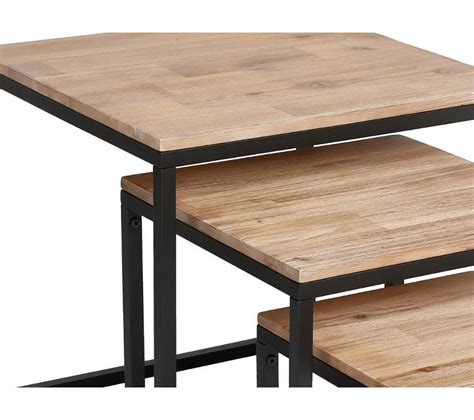 Lot De 3 Tables Gigognes En Bois D acacia Et Métal Noir Bout de