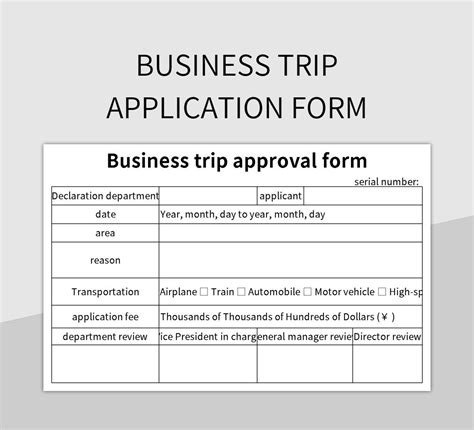 Free Business Trip Application Form Templates For Google Sheets And