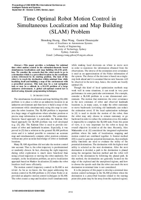 pdf time optimal robot motion control in simultaneous localization and map building slam