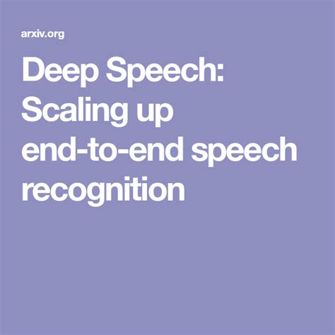 deep speech scaling up end to end speech recognition speech recognition speech recognition