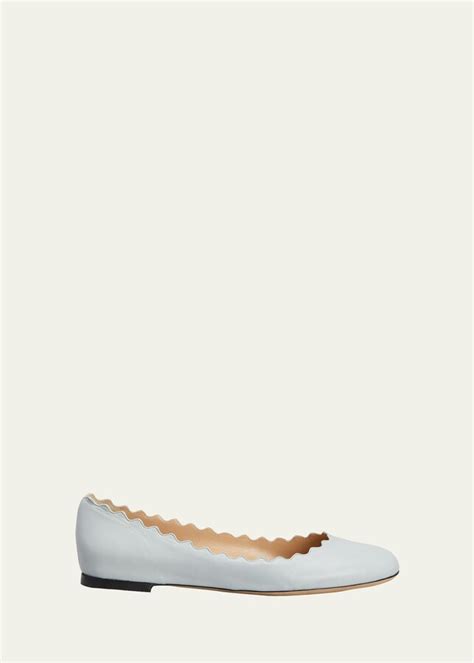 Chloé Lauren Scalloped Leather Ballet Flats ShopStyle