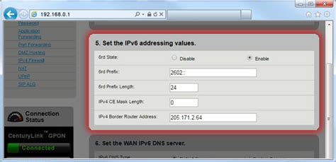 Enable IPv6 Advanced Modem Setup Brightspeed
