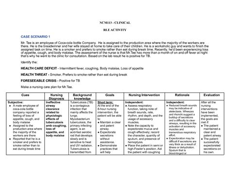SOLUTION Nursing Care Plan Worksheet With Answers Studypool