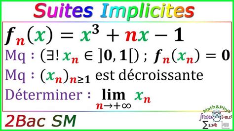 Suites Implicites les Suites Numériques 2 Bac SM Exercice 24