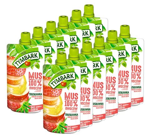 Mus Tymbark 100 OWOCE Truskawka BEZ CUKRU 12x120g 13182478774 Allegro Pl