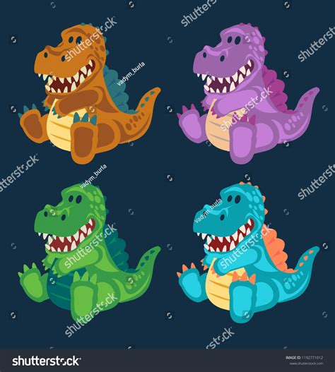 Dino Dinosaur 4 Cute Baby Spinosaurus 스톡 벡터 로열티 프리 1192771012