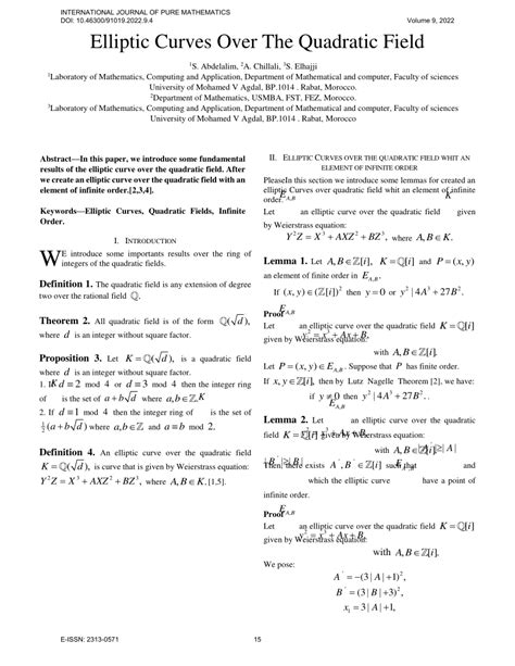 pdf elliptic curves over the quadratic field