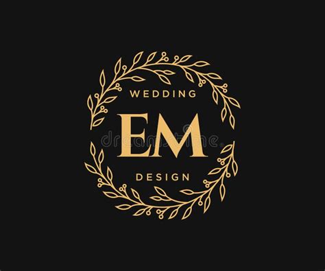 EM Initials Letter Wedding Monogram Logos Collection Hand Drawn Modern
