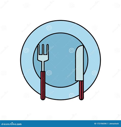 Prato garfo e faca ilustração do vetor Ilustração de cozinha
