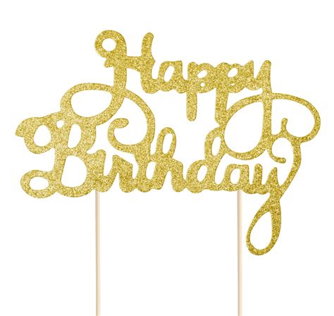 Topper na tort Happy Birthday złoty toper 12527173027 Allegro pl