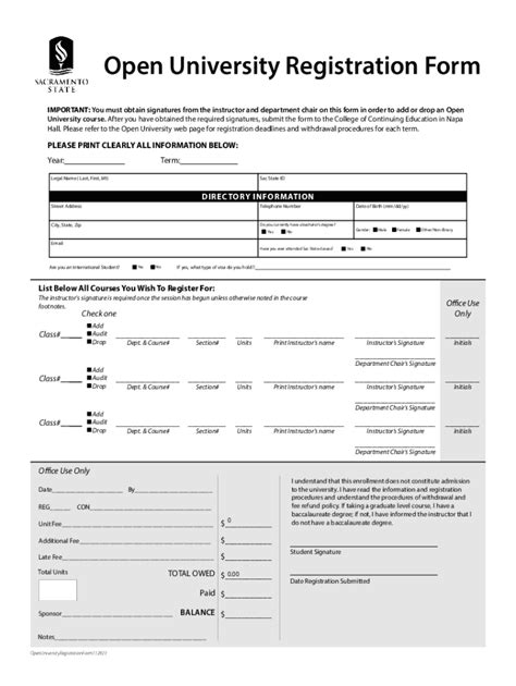 2023 Sacramento State Open University Registration Form Fill Online