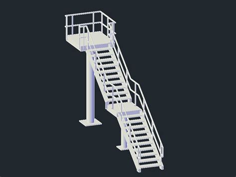 Escalera metálica 3d en AutoCAD Descargar CAD 560 58 KB Bibliocad