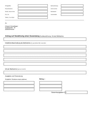 Fillable Online Ortsamt Hemelingen Antrag Auf Gewhrung Einer Zuwendung
