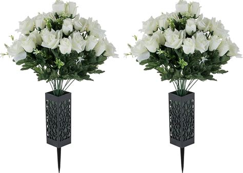 Amazon Memobloom Grave Flowers For Cemetery Decorations 2 Pcs