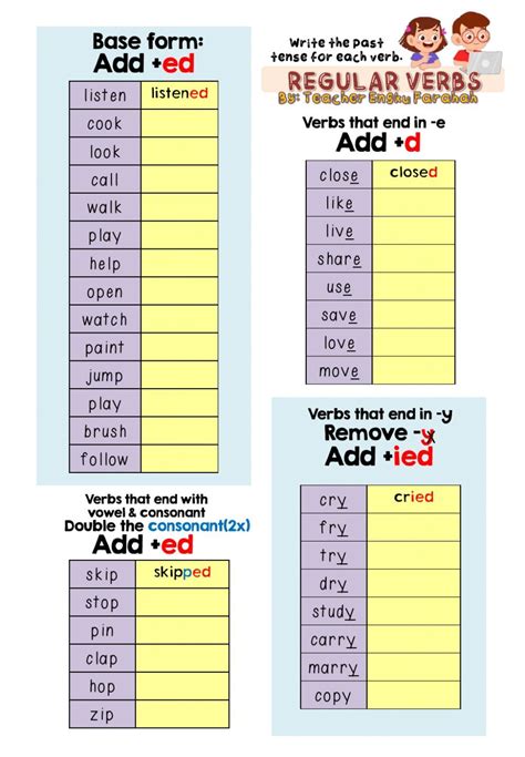 Simple Past Tense Regular Verbs Worksheet