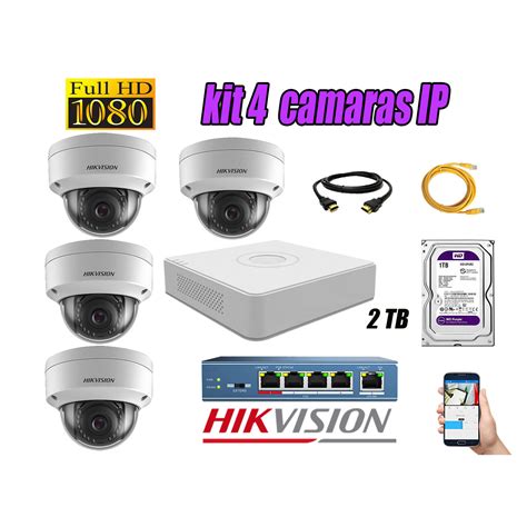 Ripley HIKVISION CÁMARAS DE SEGURIDAD KIT 4 IP INTERIOR DISCO 2TB