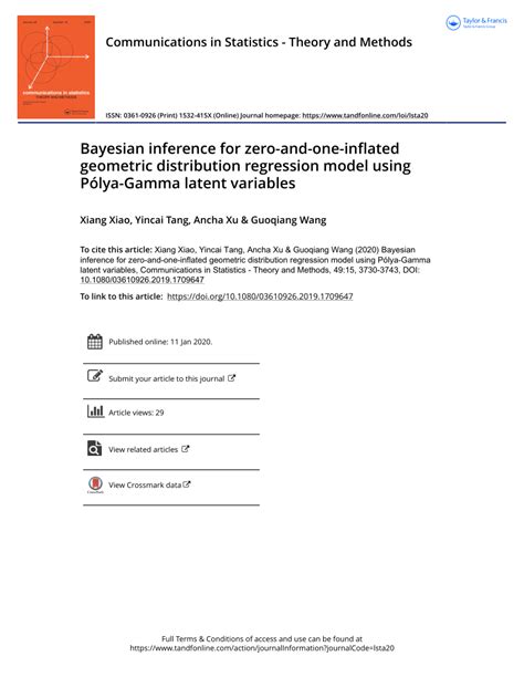 pdf bayesian inference for zero and one inflated geometric distribution regression model using