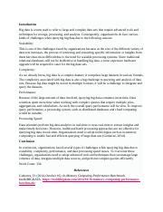 Discussion Docx Introduction Big Data Is A Term Used To Refer To
