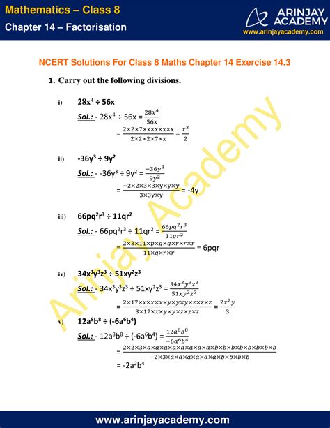 Ncert Solutions For Class Maths Chapter Exercise Factorisation