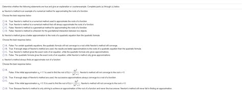 solved determine whether the following statements are true