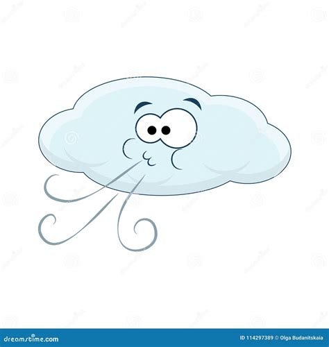 Le Nuage Mignon De Bande Dessinée Souffle Le Vent Illustration De