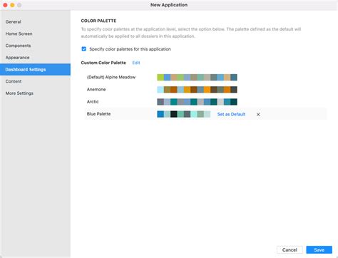 Define Color Palettes Per Application