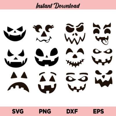 Scary Pumpkin Faces SVG Bundle Scary Pumpkin SVG Halloween Pumpkin