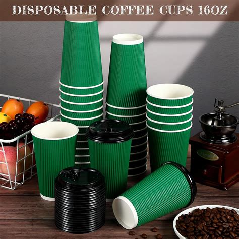 Tioncy 100 tazas de café desechables con tapas tazas de papel