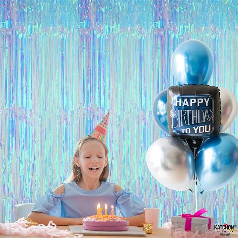 KatchOn XtraLarge Blue Iridescent Streamers 3 2x8 Feet Blue Fringe