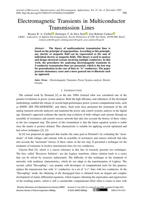 pdf electromagnetic transients in multiconductor transmission lines