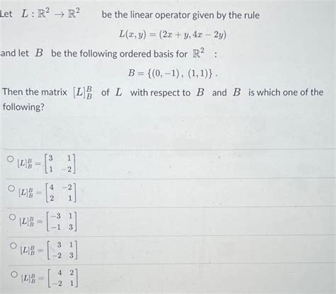 solved let l r2 r² be the linear operator given by the rule