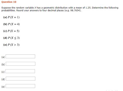 solved question 10 suppose the random variable x has a