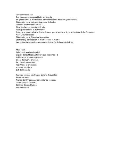 Preguntas Fase Privada Derecho USAC Que Es Derecho Civil Que Es